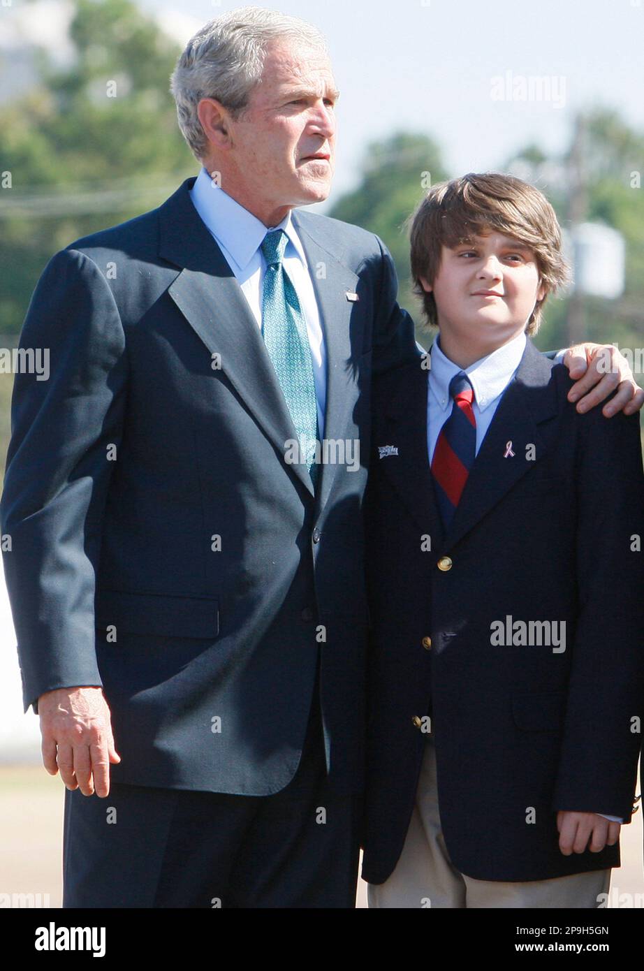 President Bush meets 11-year-old James Christopher Allums, who was ...