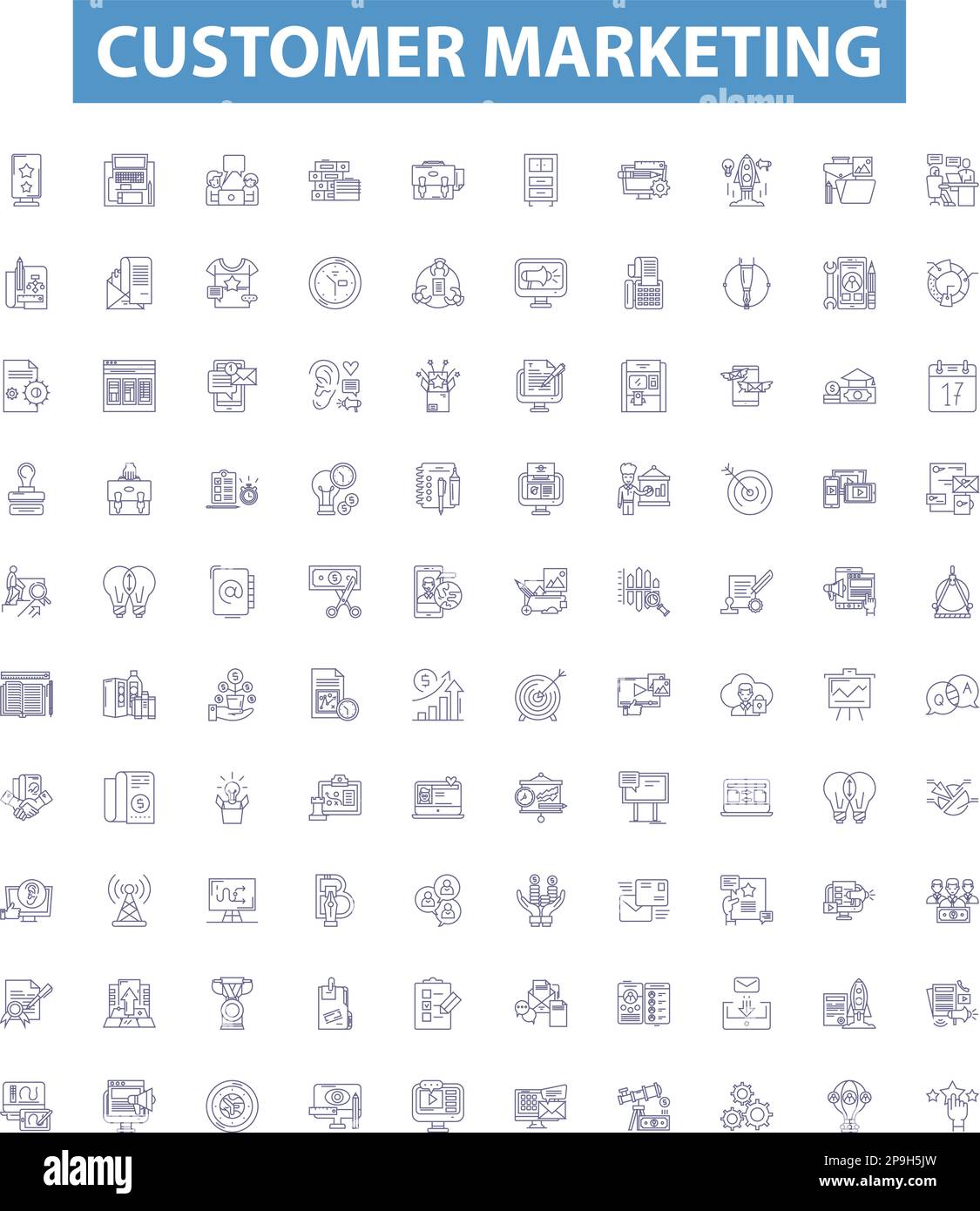 Customer marketing line icons, signs set. Engagement, Acquisition ... Customer marketing line icons, signs set. Engagement, Acquisition ...