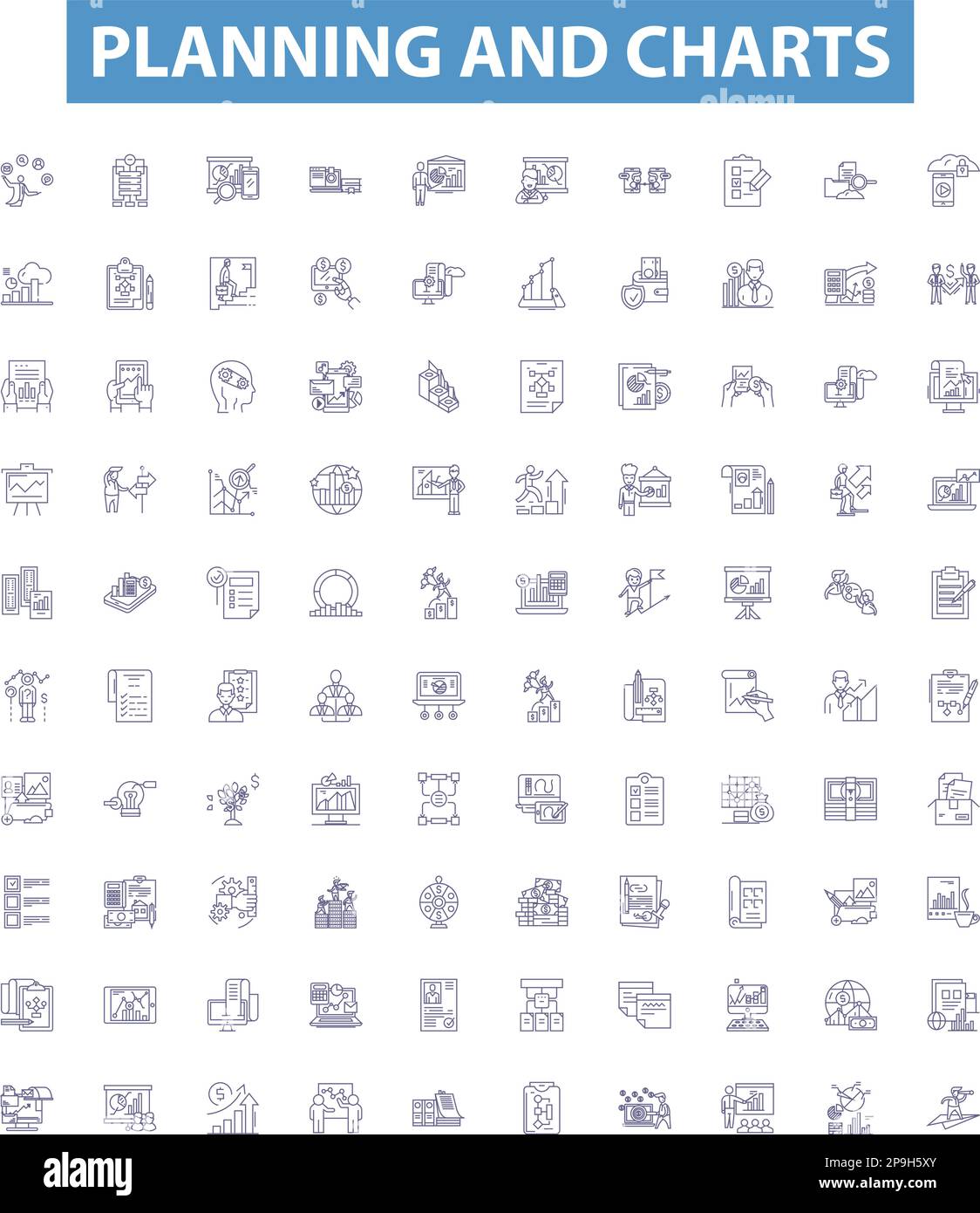 Planning and charts line icons, signs set. Planning, Charts, Strategy ...