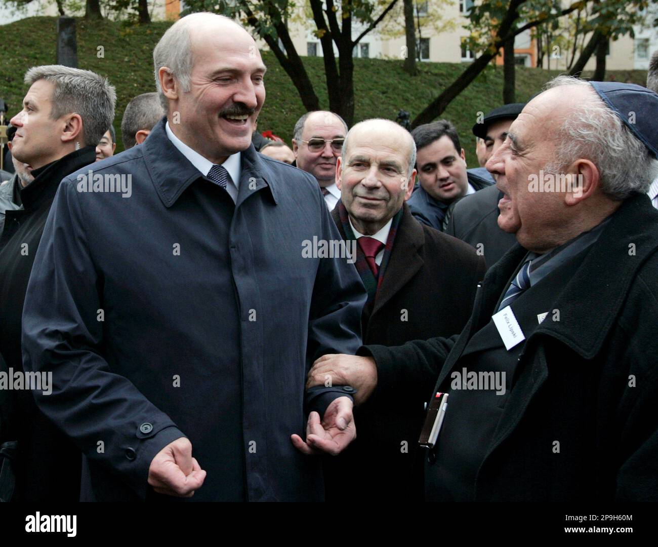 Belarus President Alexander Lukashenko speaks with Jews during a ...