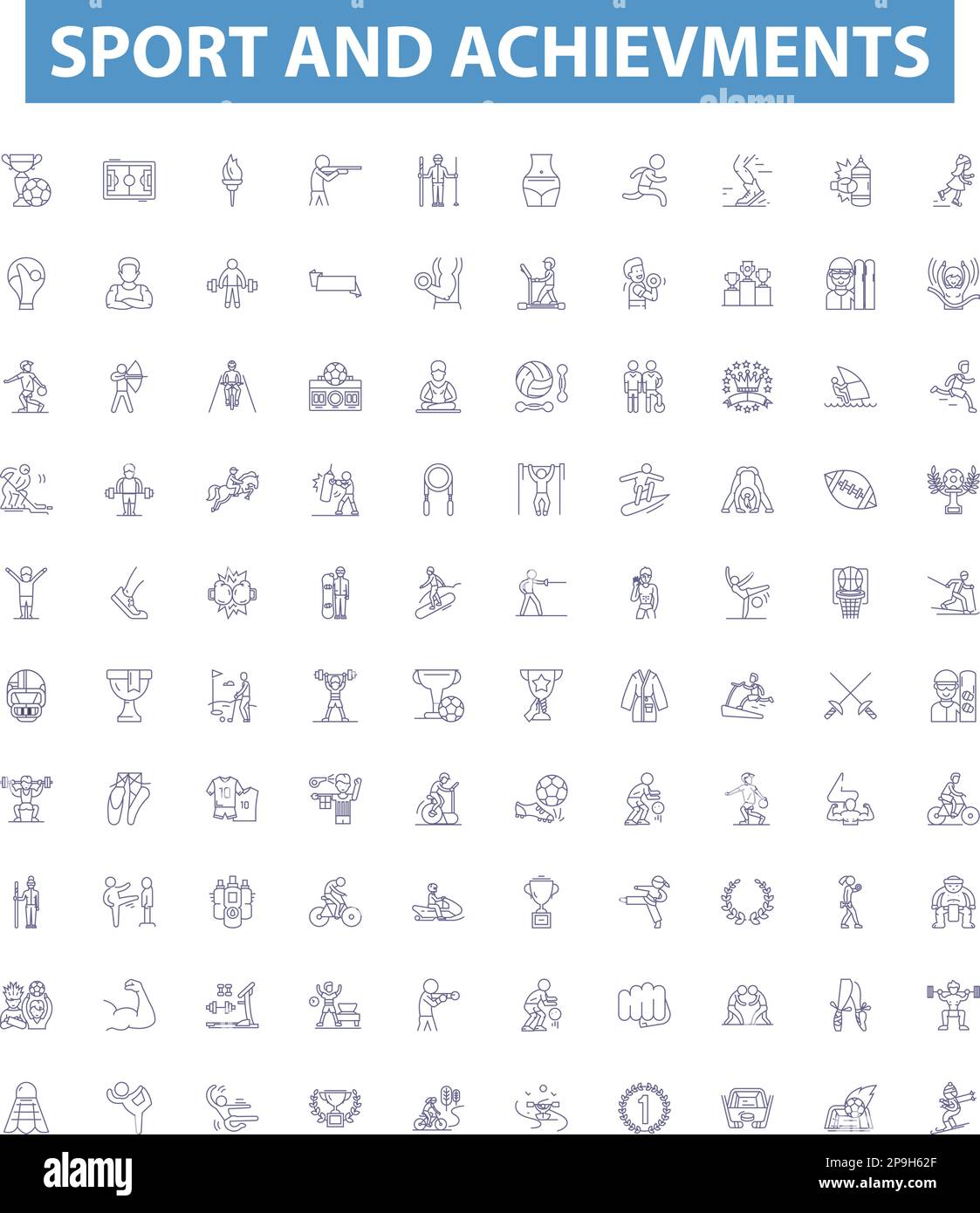 Sport and achievments line icons, signs set. Sports, Achievements ...