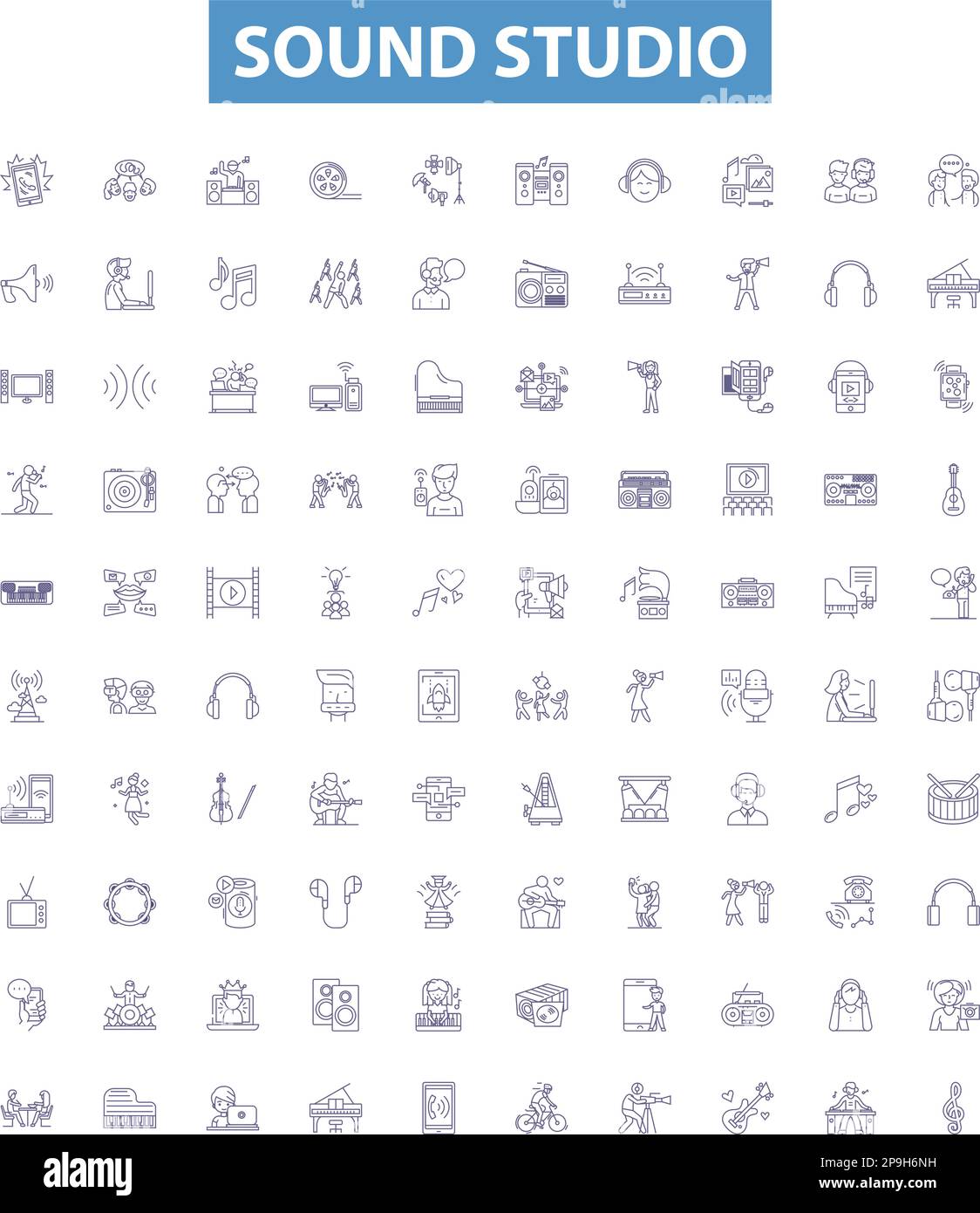 Sound studio line icons, signs set. Recording, Mixing, Music ...