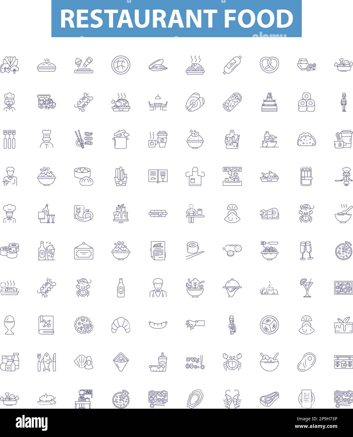 Restaurant food line icons, signs set. Cuisine, Meal, Dining, Delicacy, Gastronomy, Pizza, Sushi ...