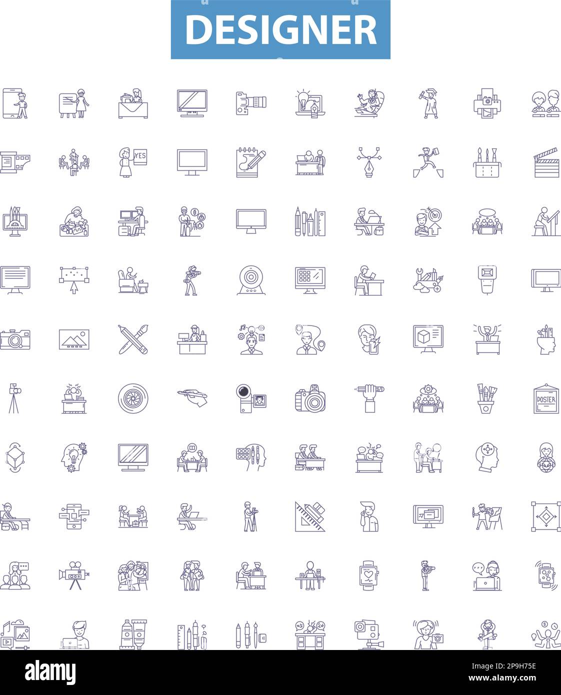 Designer line icons, signs set. Designer, Fashion, Architecture ... Designer line icons, signs set. Designer, Fashion, Architecture ...