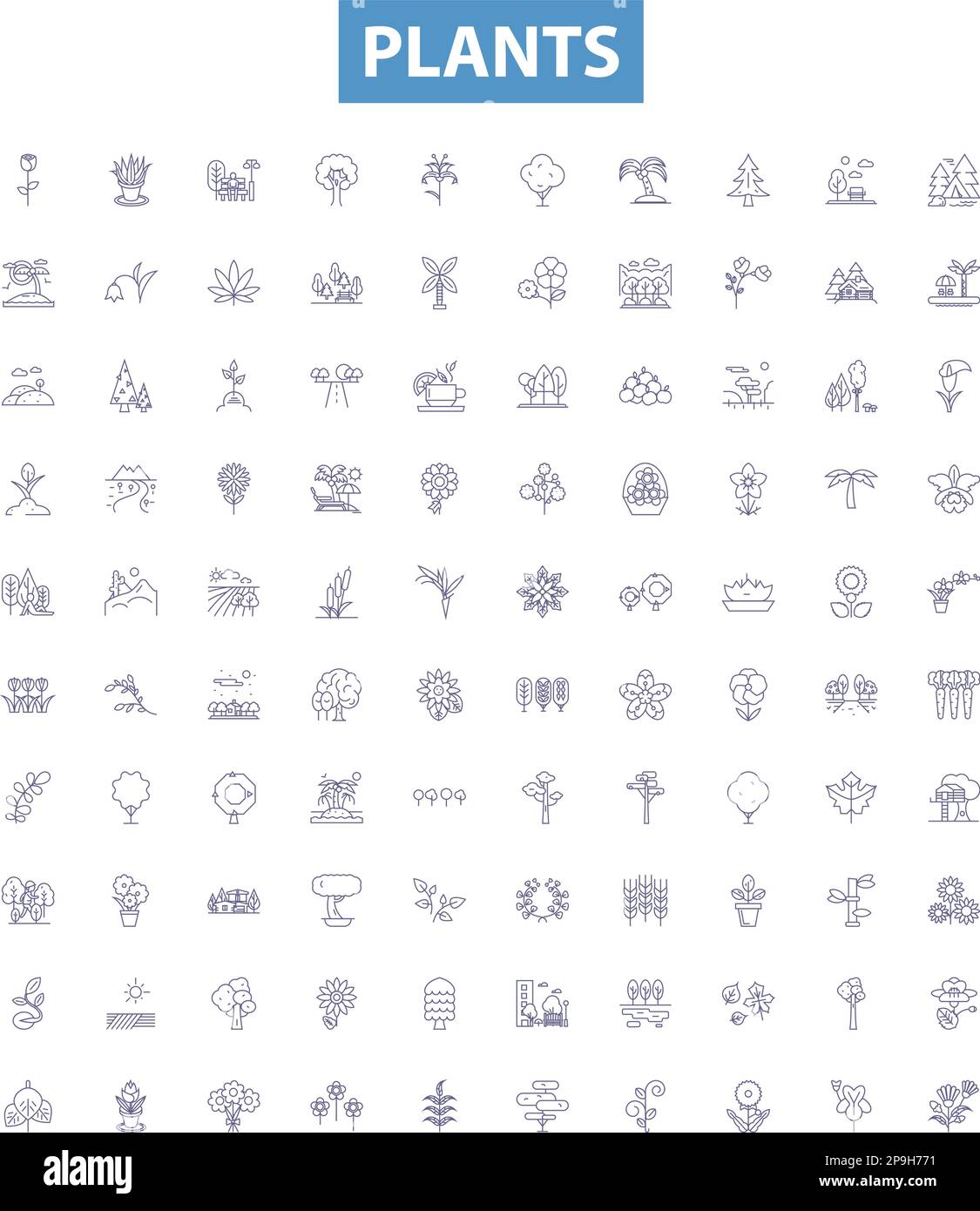 Plants line icons, signs set. Flora, Growth, Photosynthesis, Foliage ...