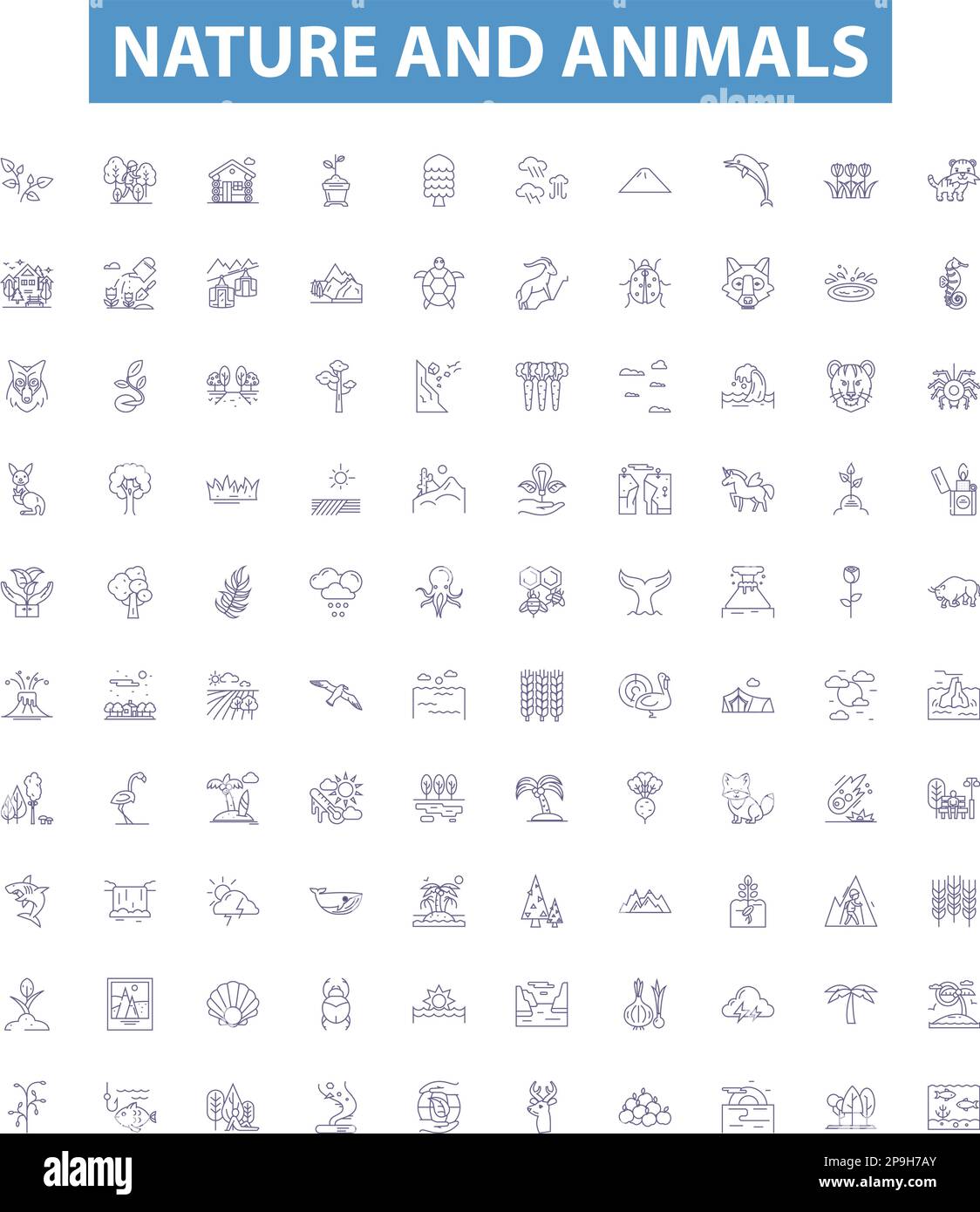 Nature and animals line icons, signs set. Nature, Animals, Fauna, Flora ... Nature and animals line icons, signs set. Nature, Animals, Fauna, Flora ...