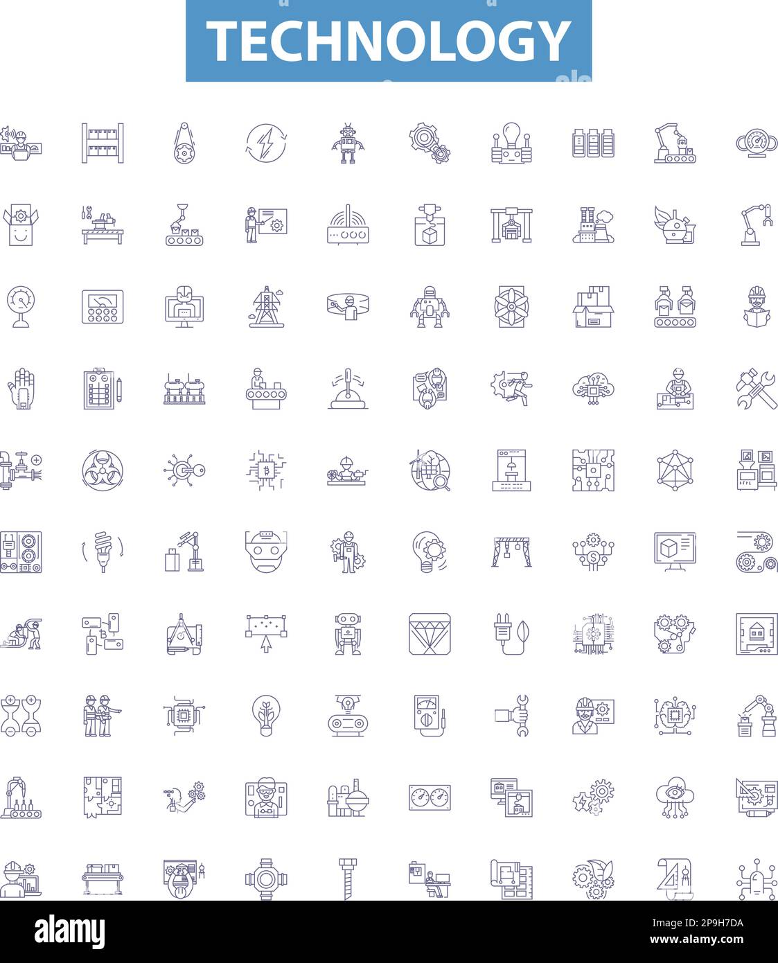 Technology line icons, signs set. Tech, Gadget, Electronics, Network ...