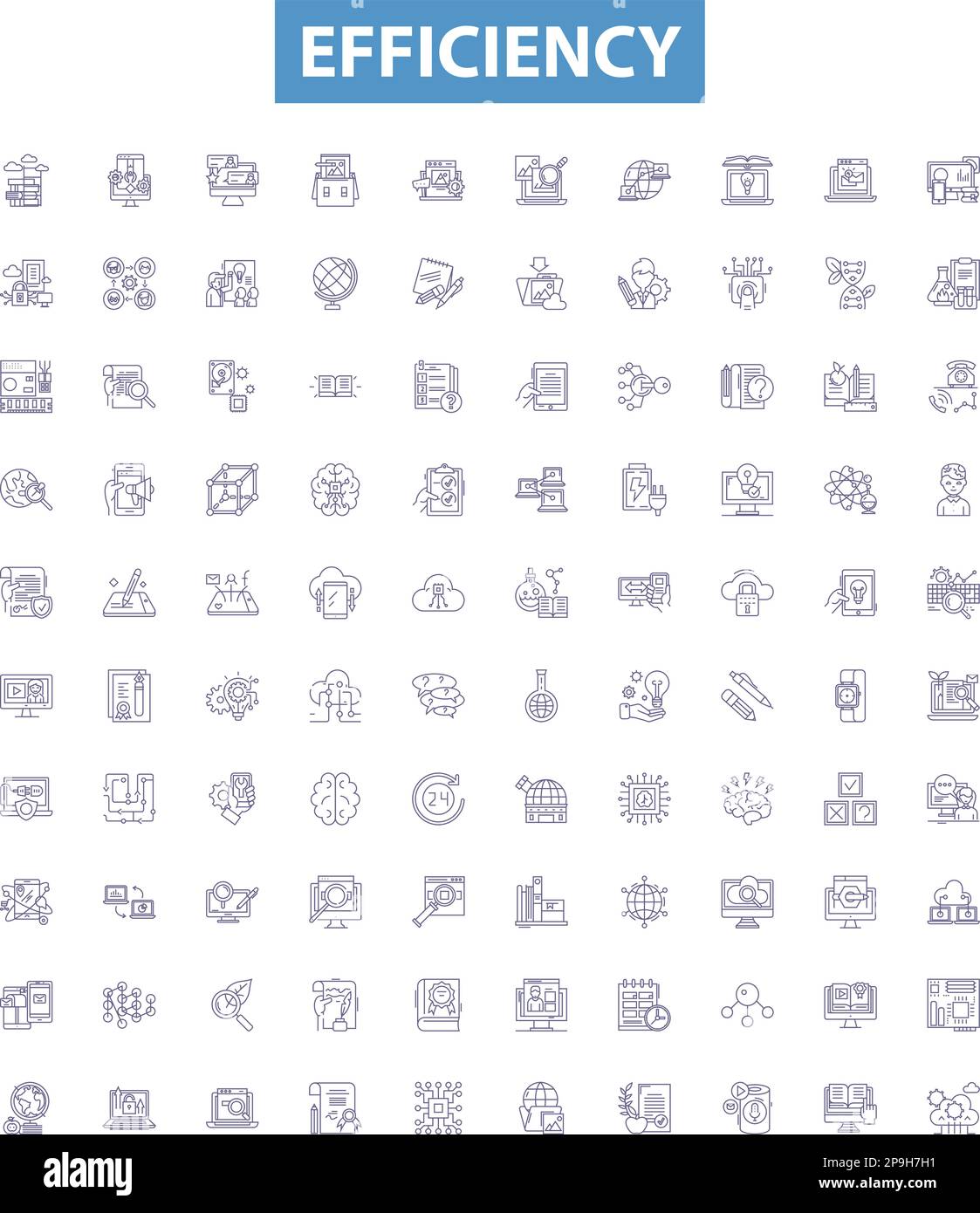 Efficiency line icons, signs set. Proficiency, Productivity, Expediency ...