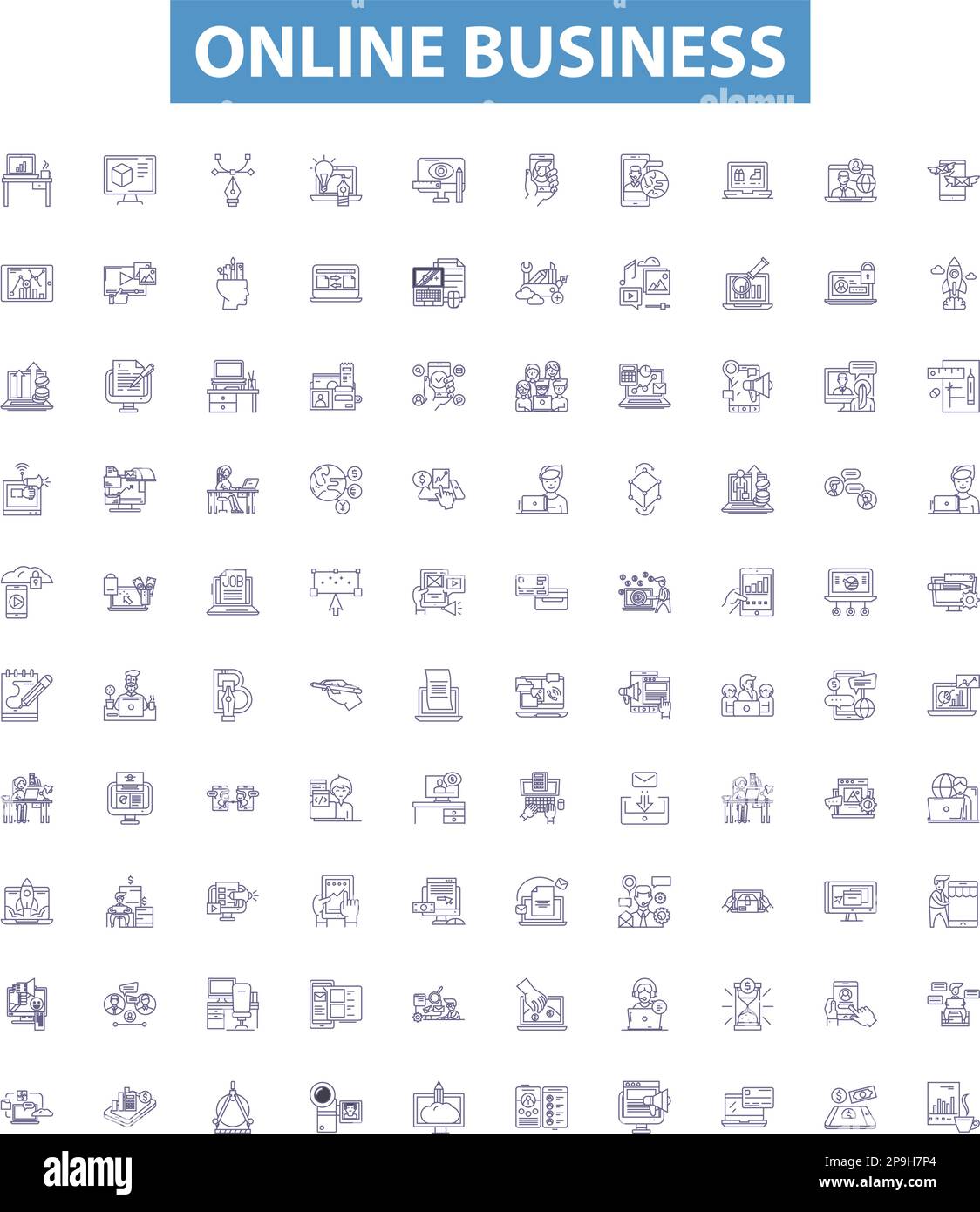 Online business line icons, signs set. Ecommerce, Digital, Advertising ...