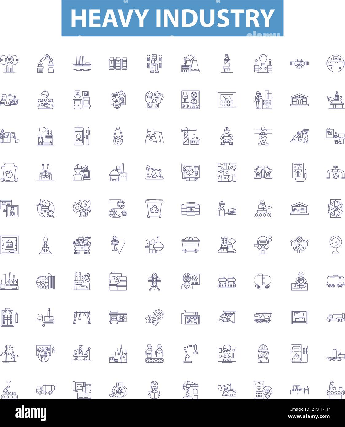 Heavy industry line icons, signs set. Manufacturing, Fabrication ... Heavy industry line icons, signs set. Manufacturing, Fabrication ...