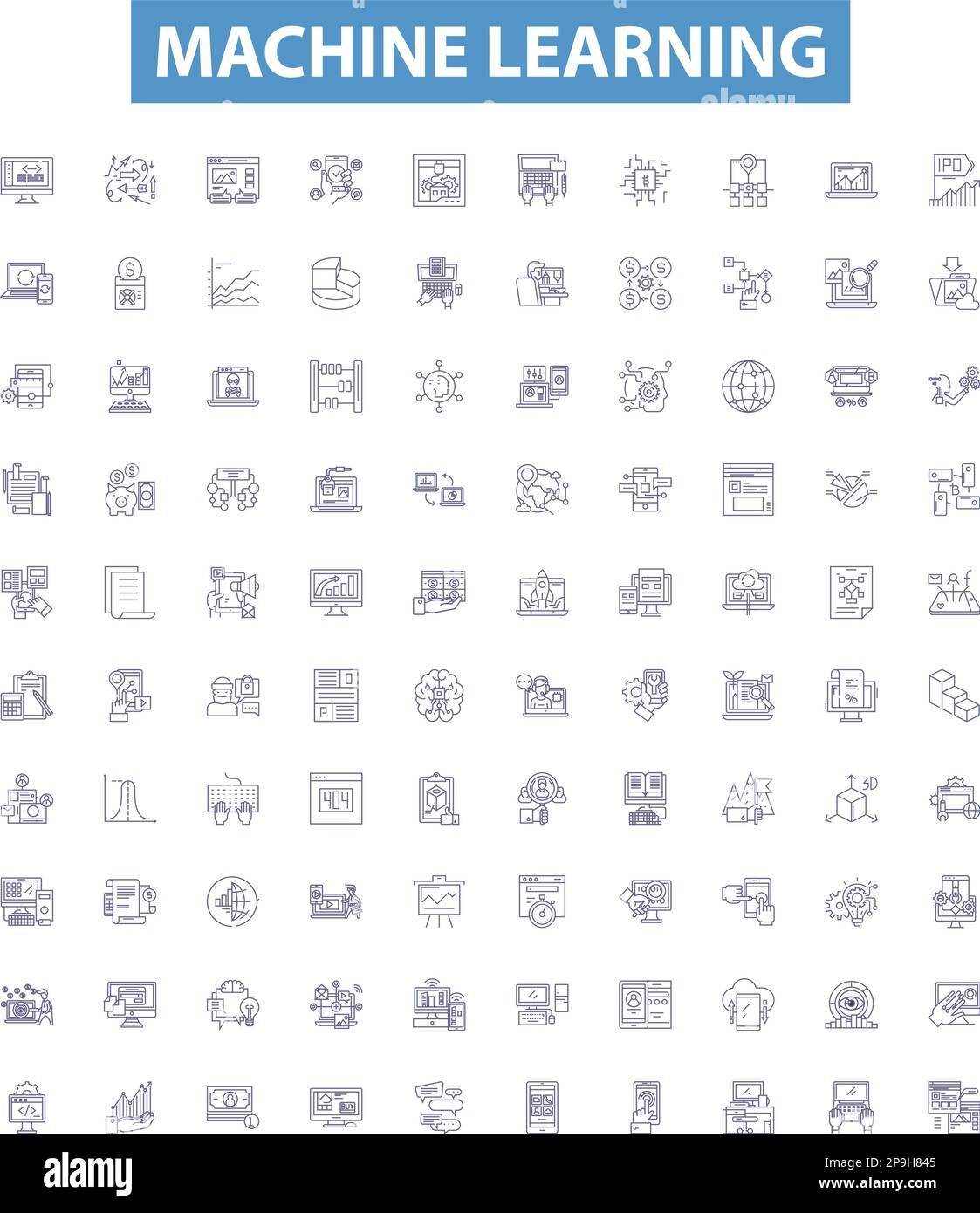 Machine learning line icons, signs set. Machine, Learning, Artificial ... Machine learning line icons, signs set. Machine, Learning, Artificial ...