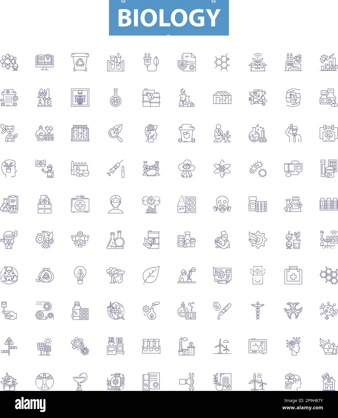 Biology line icons, signs set. Organism, Cell, Genetics, Evolution ... Biology line icons, signs set. Organism, Cell, Genetics, Evolution ...