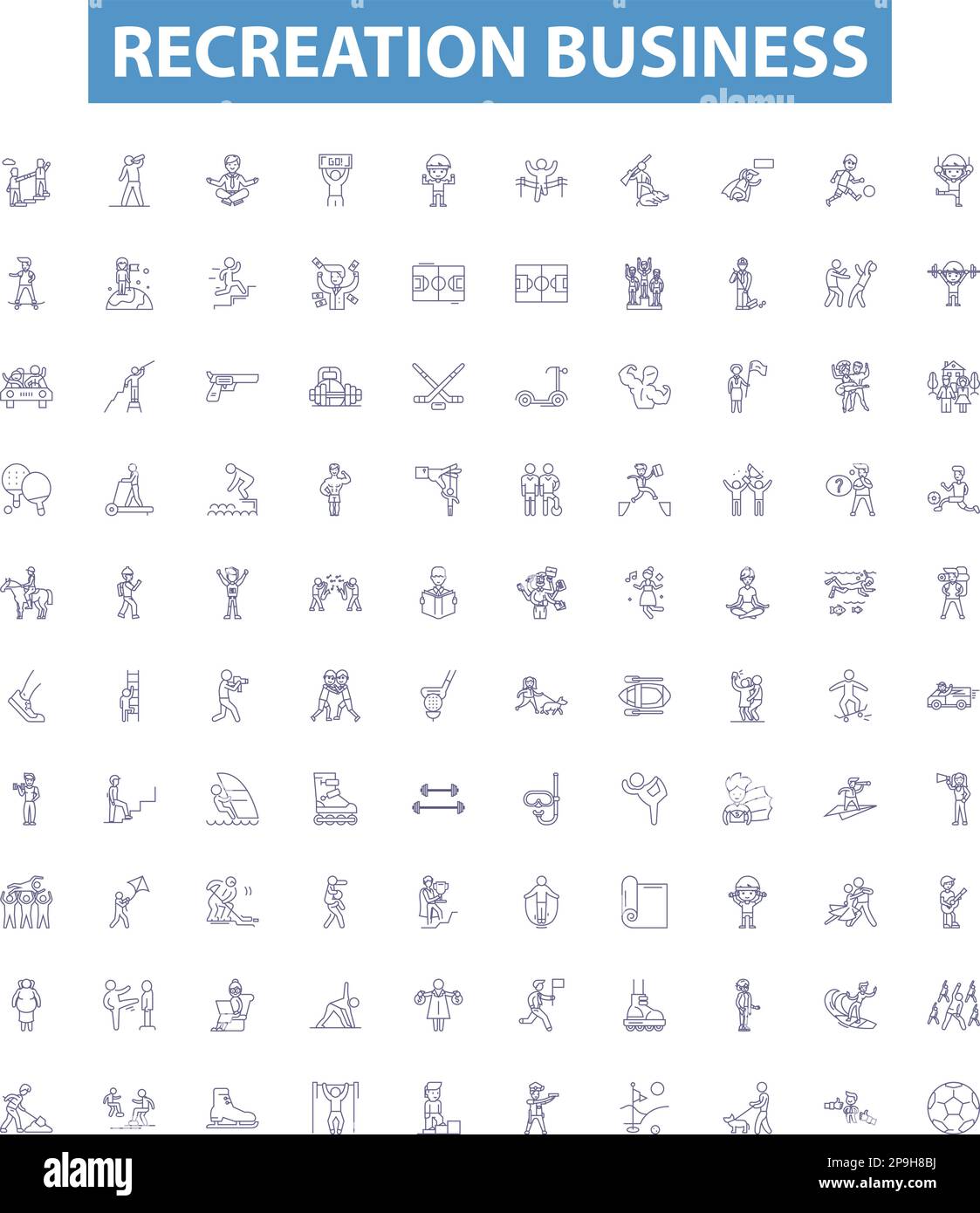 Recreation business line icons, signs set. Recreation, Entertainment ... Recreation business line icons, signs set. Recreation, Entertainment ...