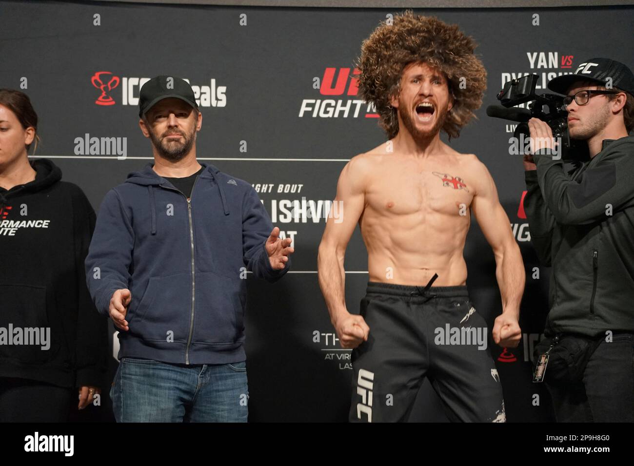 LAS VEGAS, NV - MARCH 10: Merab Dvalishvili appears for his face off ...