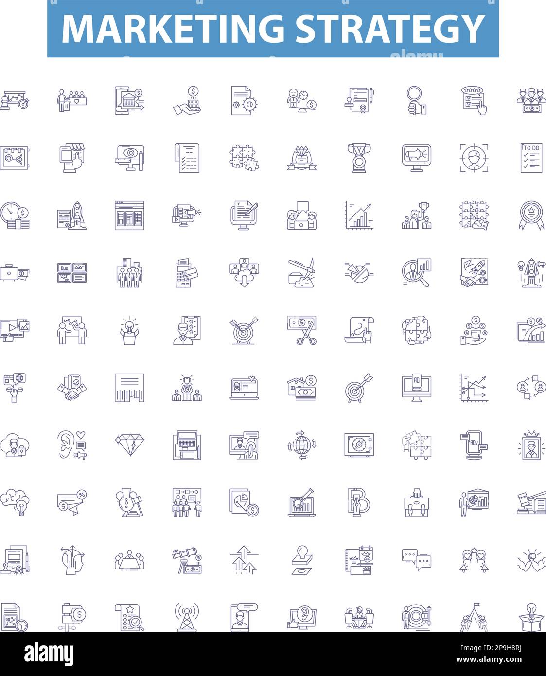 Marketing strategy line icons, signs set. marketing, strategy, planning ...