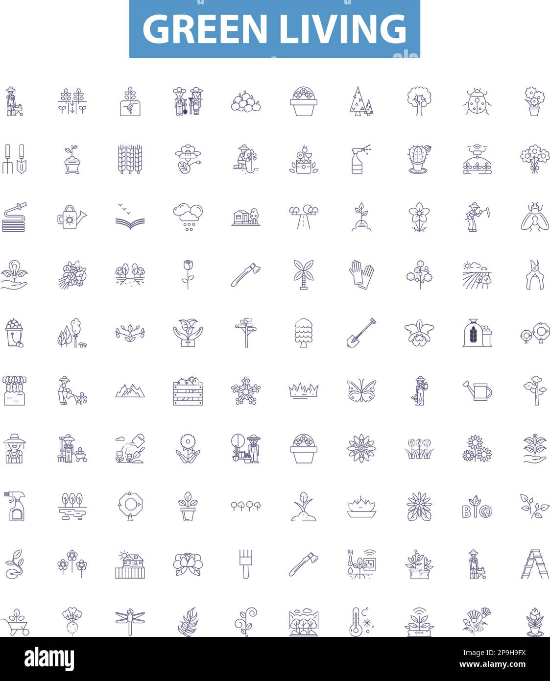 Green living line icons, signs set. Eco friendly, Sustainable ...