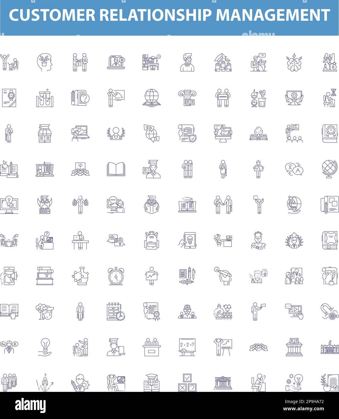 Customer relationship management line icons, signs set. CRM, Customers ...