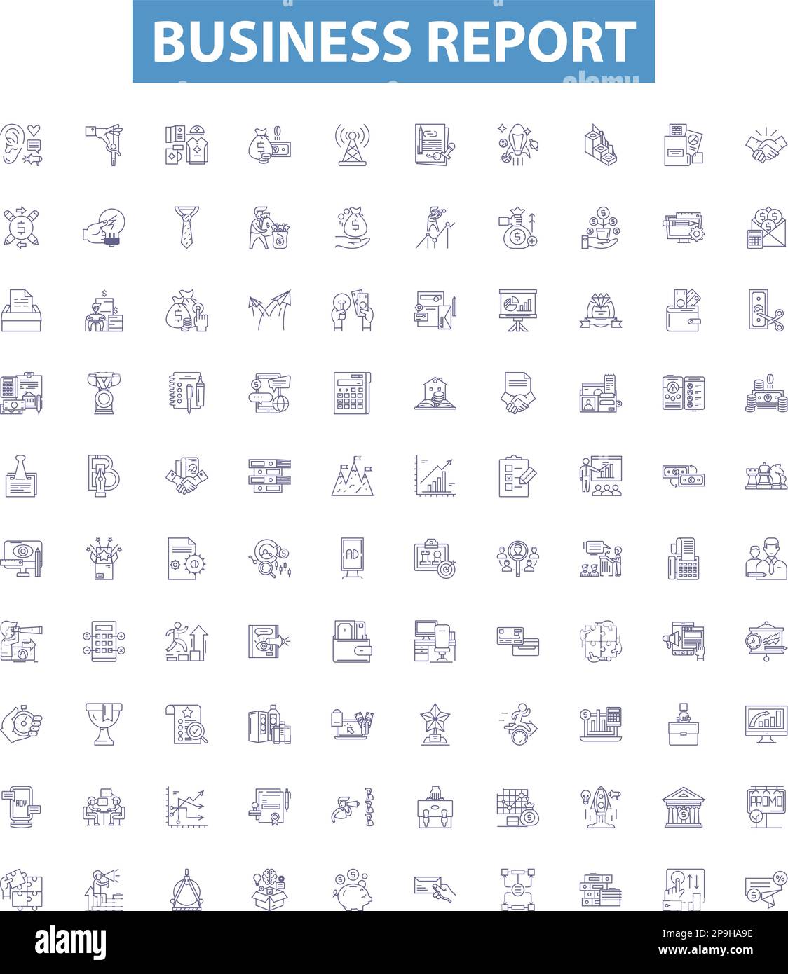 Business report line icons, signs set. Business, Report, Analysis, Data ...