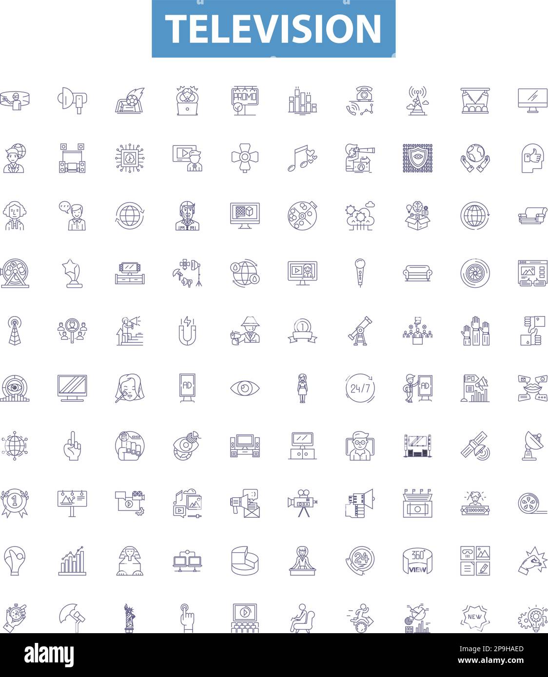 Television line icons, signs set. Television, TV, LCD, LED, Monitor ...