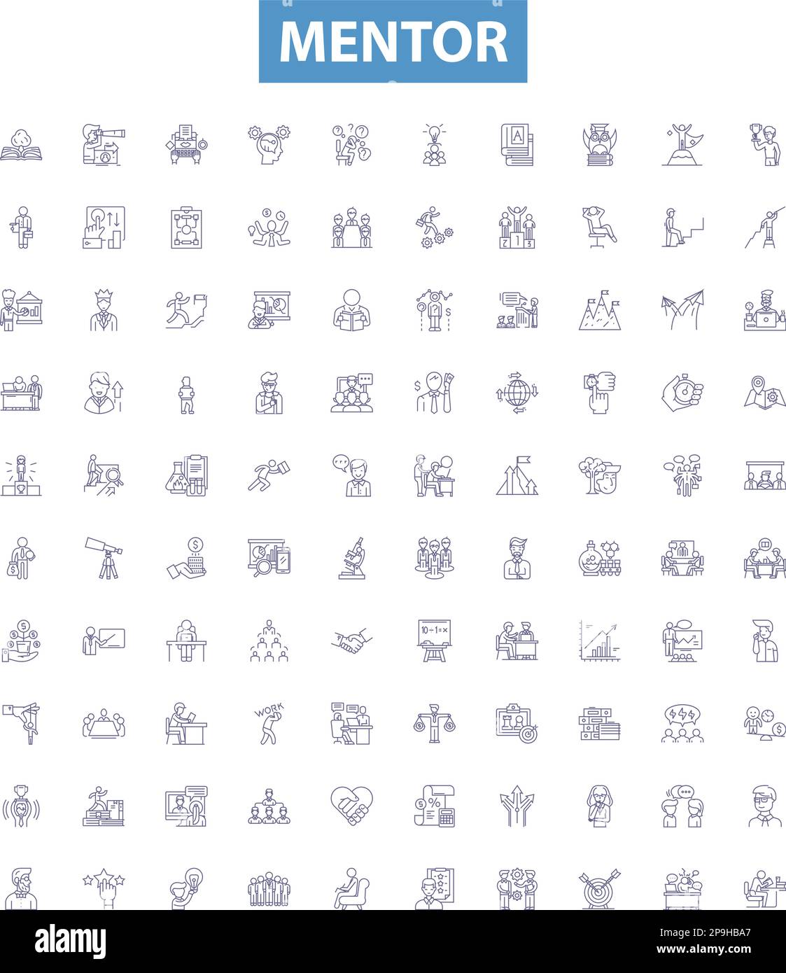 Mentor line icons, signs set. mentor, guidance, advice, experience ...