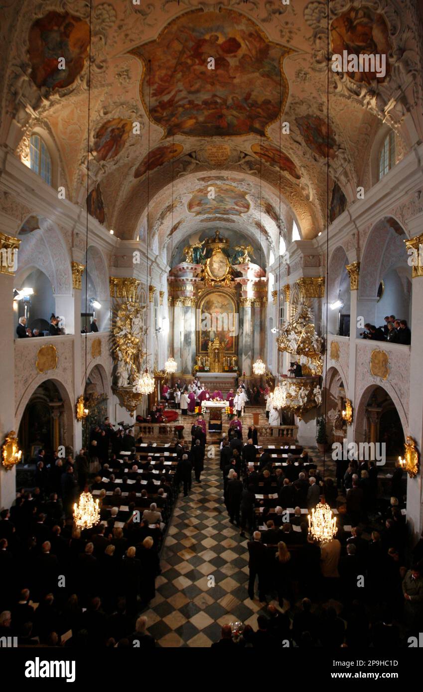 The coffin of controversial Austrian politician Joerg Haider is placed ...