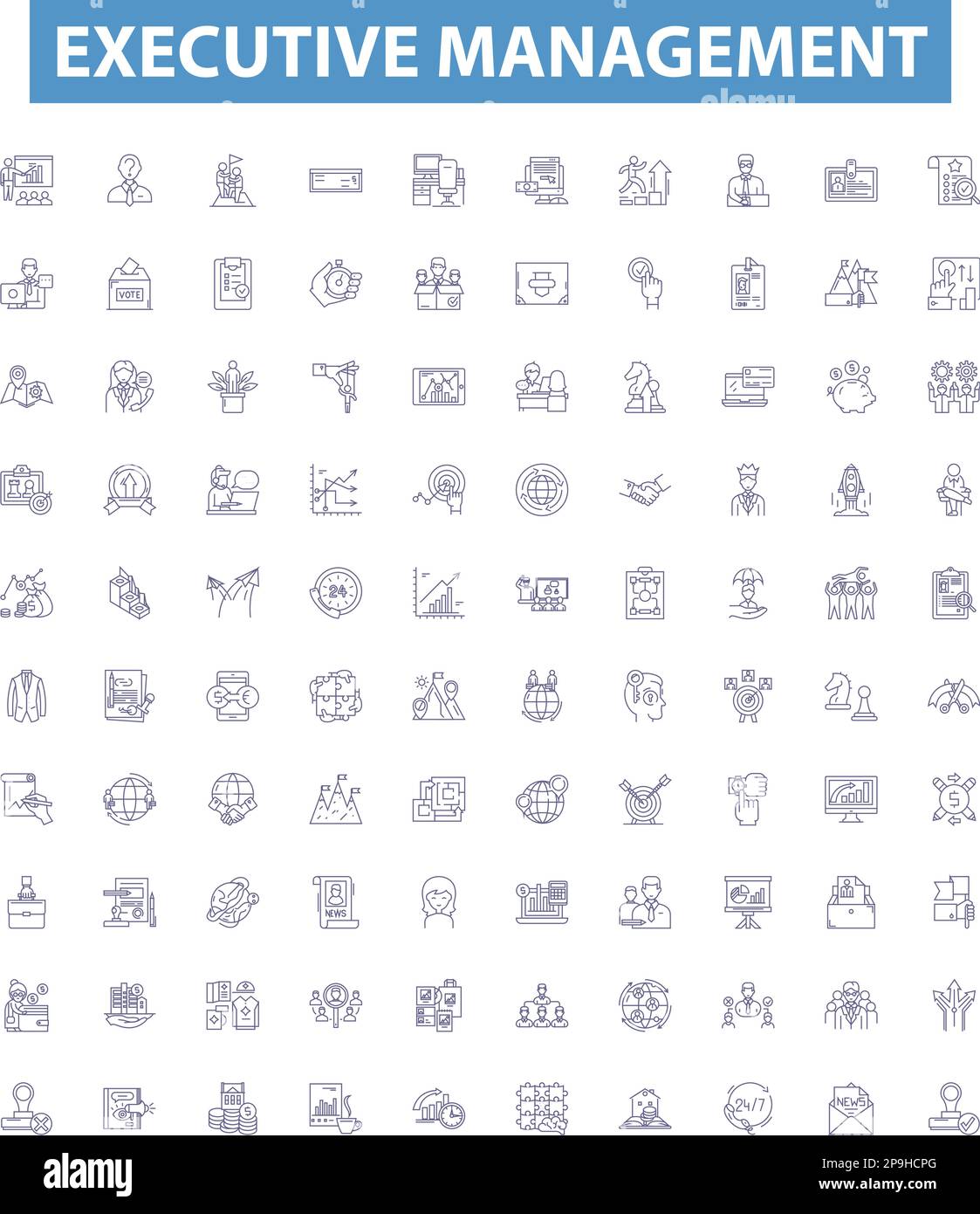 Executive management line icons, signs set. Leadership, Directors, Decisionmaking, Executives ...