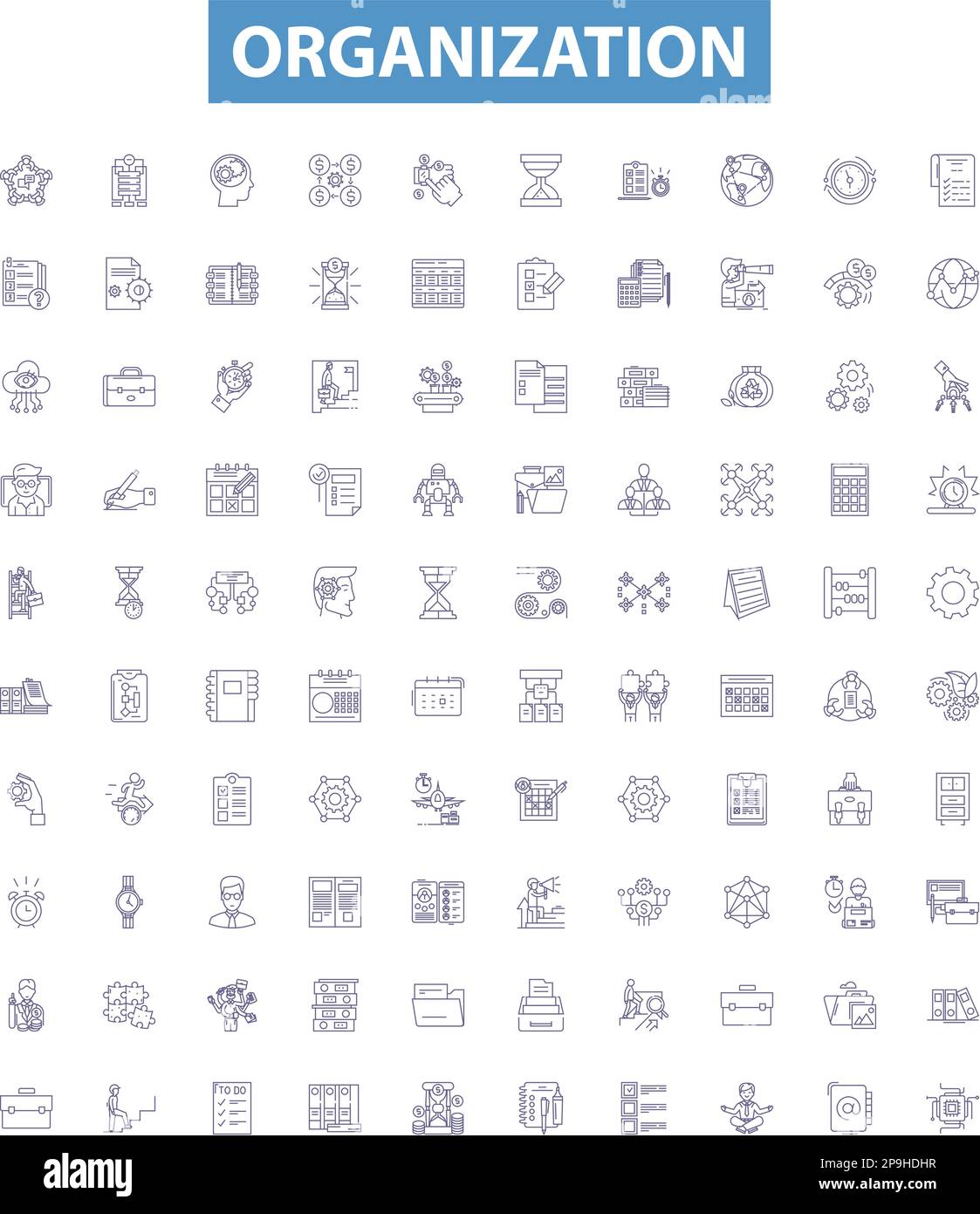 Organization line icons, signs set. Organize, Group, Arrange, Alliance ...