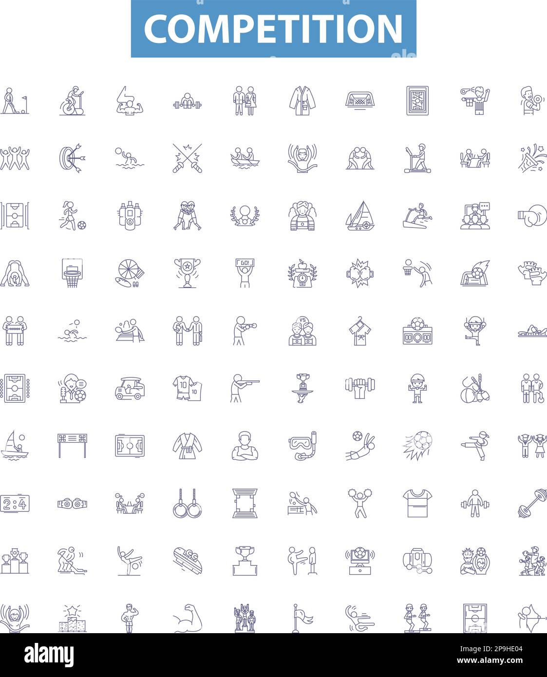 Competition line icons, signs set. Contest, Race, Duel, Clash, Struggle ...