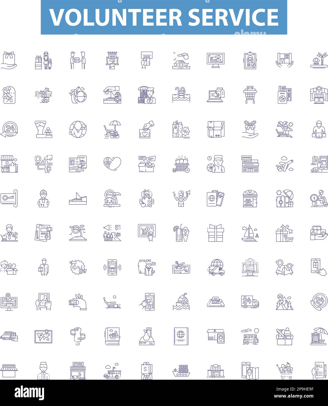 Volunteer service line icons, signs set. Volunteering, Service, Helping ...