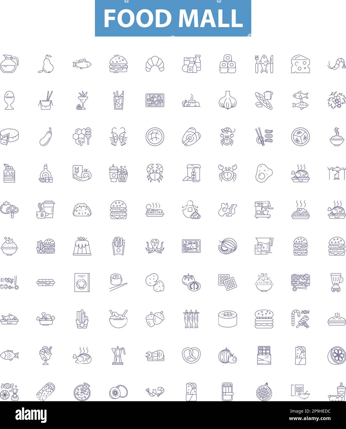 Food mall line icons, signs set. Eatery, Gastronomy, Canteen, Cuisine ...