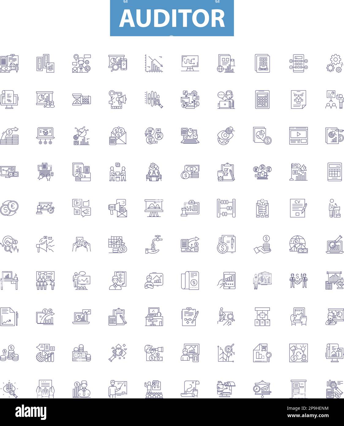 Auditor line icons, signs set. Auditor, Assessor, Examiner, Inspector ...