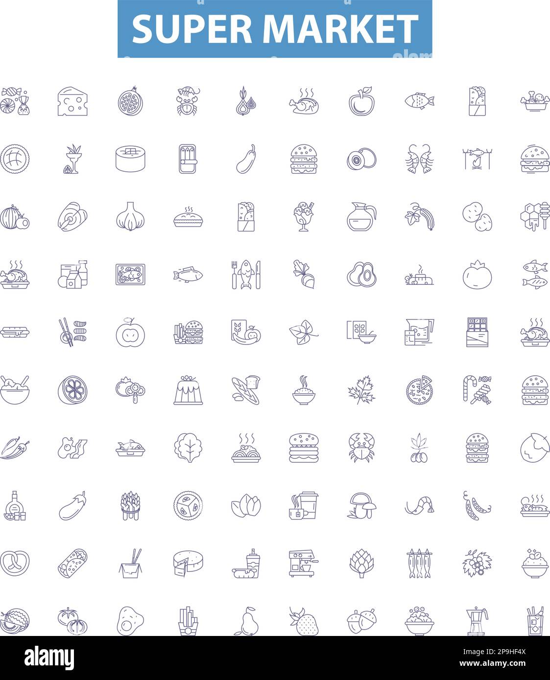 Super market line icons, signs set. Grocery, Store, Mall, Bazaar ...