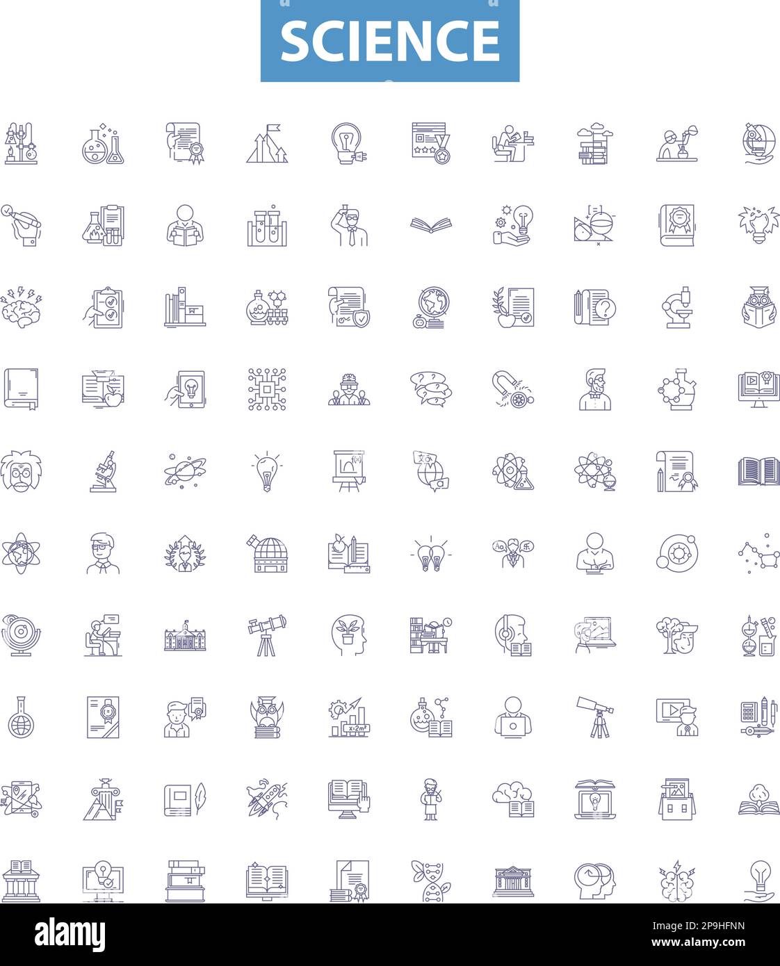 Science line icons, signs set. Science, Research, Technology, Experiment, Discovery, Physics ...