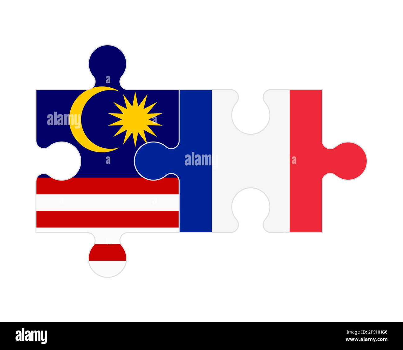 Connected puzzle of flags of Malaysia and France, vector Stock Vector ...