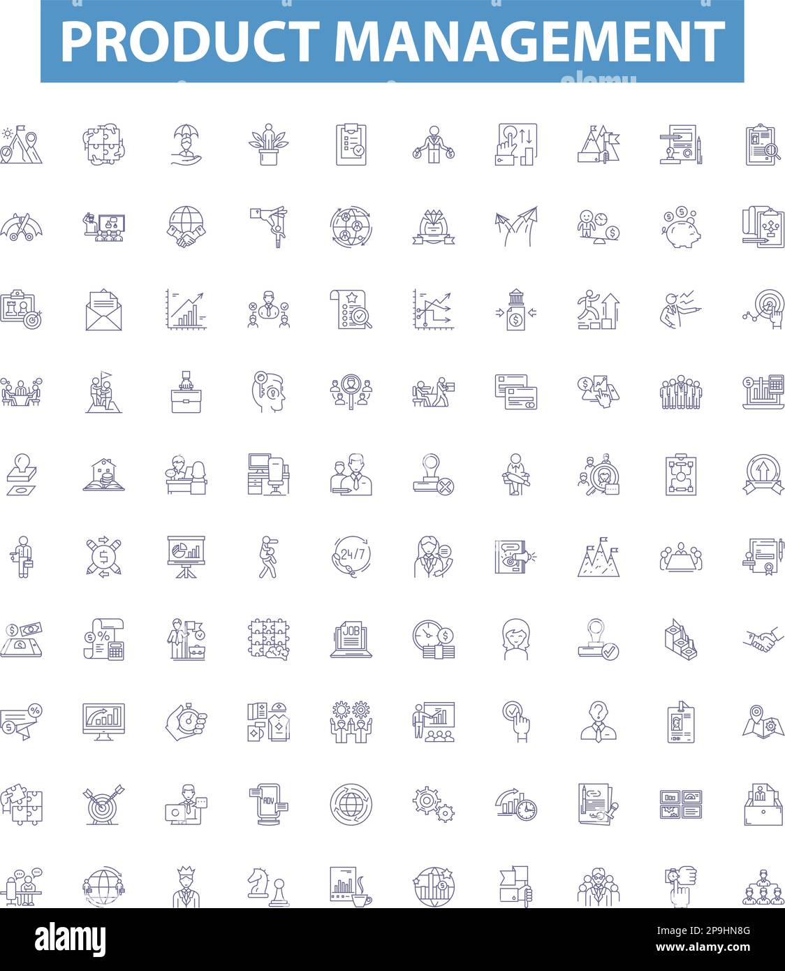 Product management line icons, signs set. Product, Management, Plan ... Product management line icons, signs set. Product, Management, Plan ...