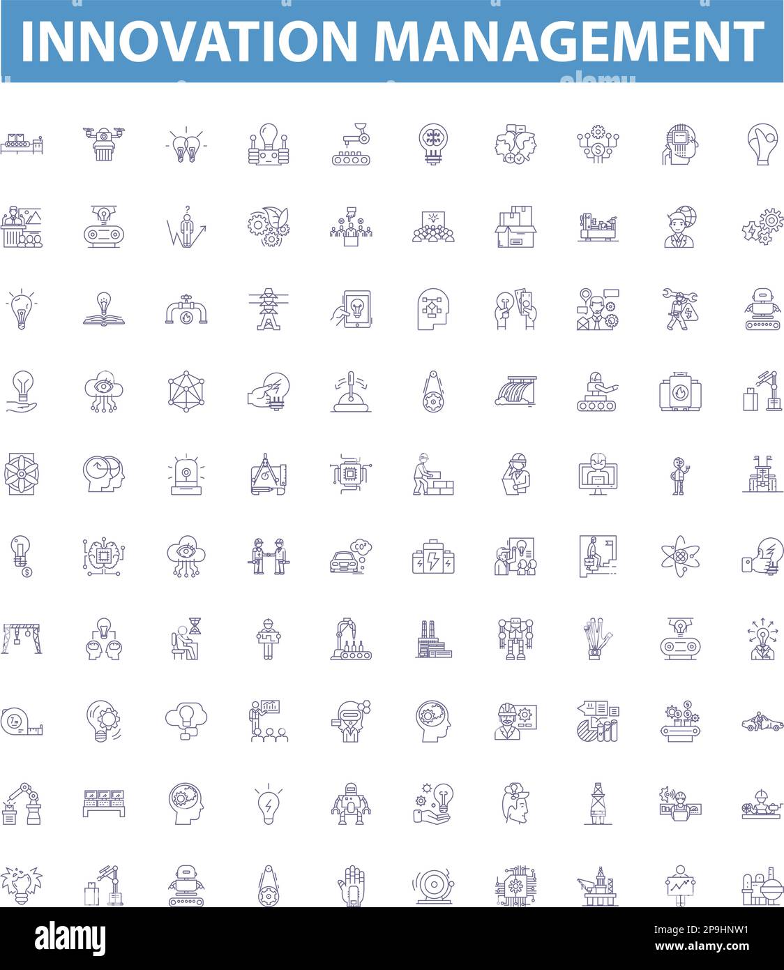 Innovation management line icons, signs set. Innovate, Manage, Create ...