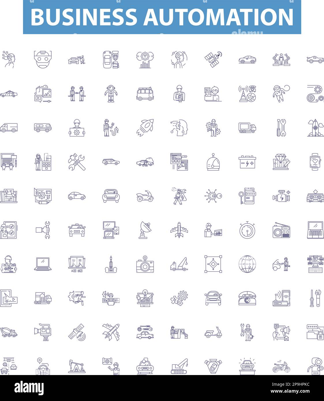 Business automation line icons, signs set. Automation, Business ... Business automation line icons, signs set. Automation, Business ...