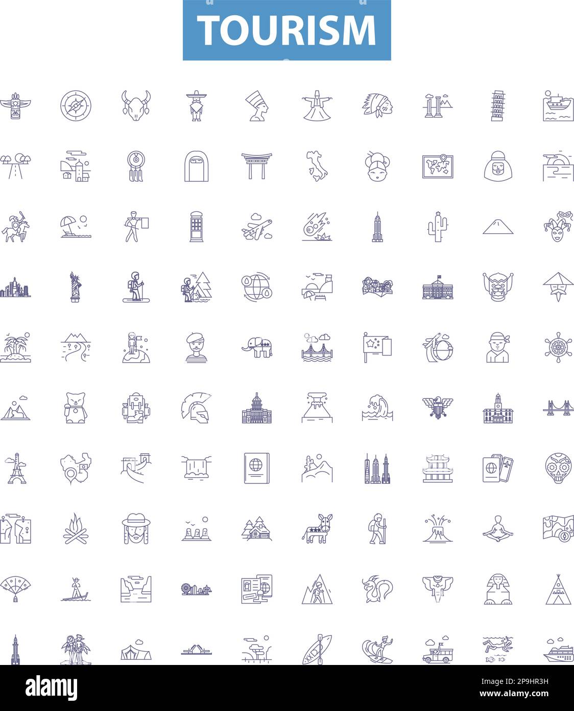 Tourism line icons, signs set. Travel, Sightseeing, Holiday, Vacation ...