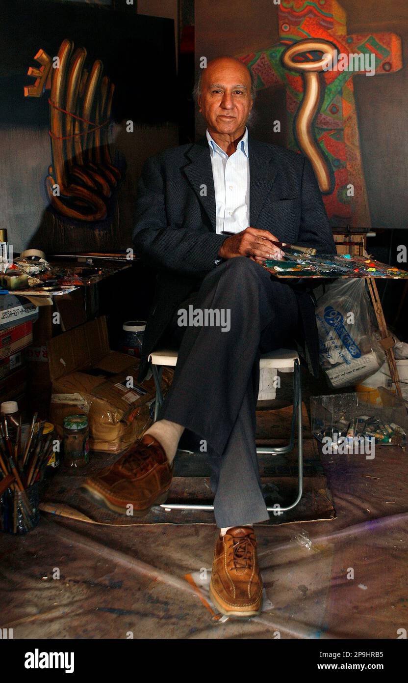 Artist and former plastic surgeon Dr. Ala Bashir poses at his home in Nottingham, England on ...