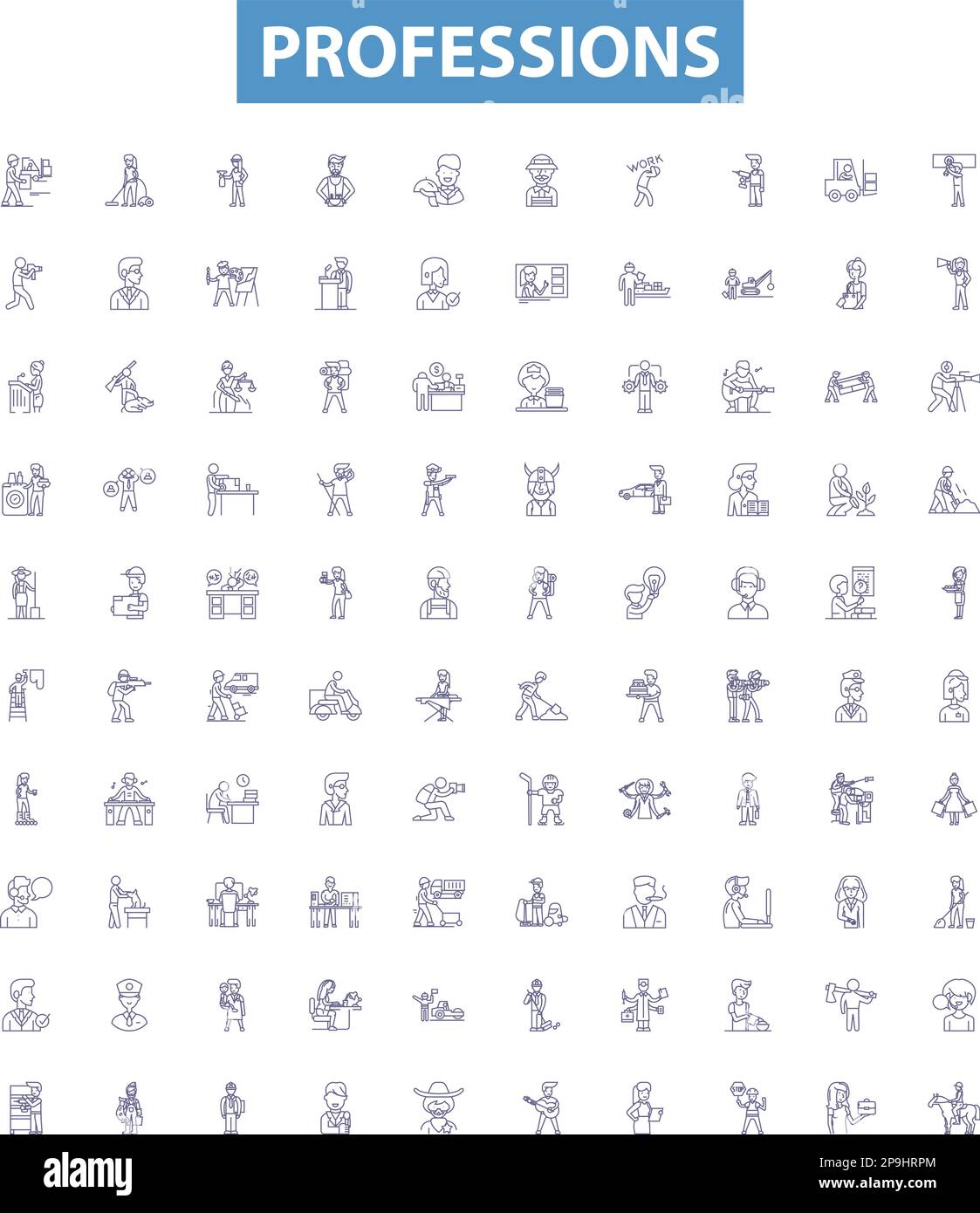 Professions line icons, signs set. Job, Craft, Occupation, Profession ...