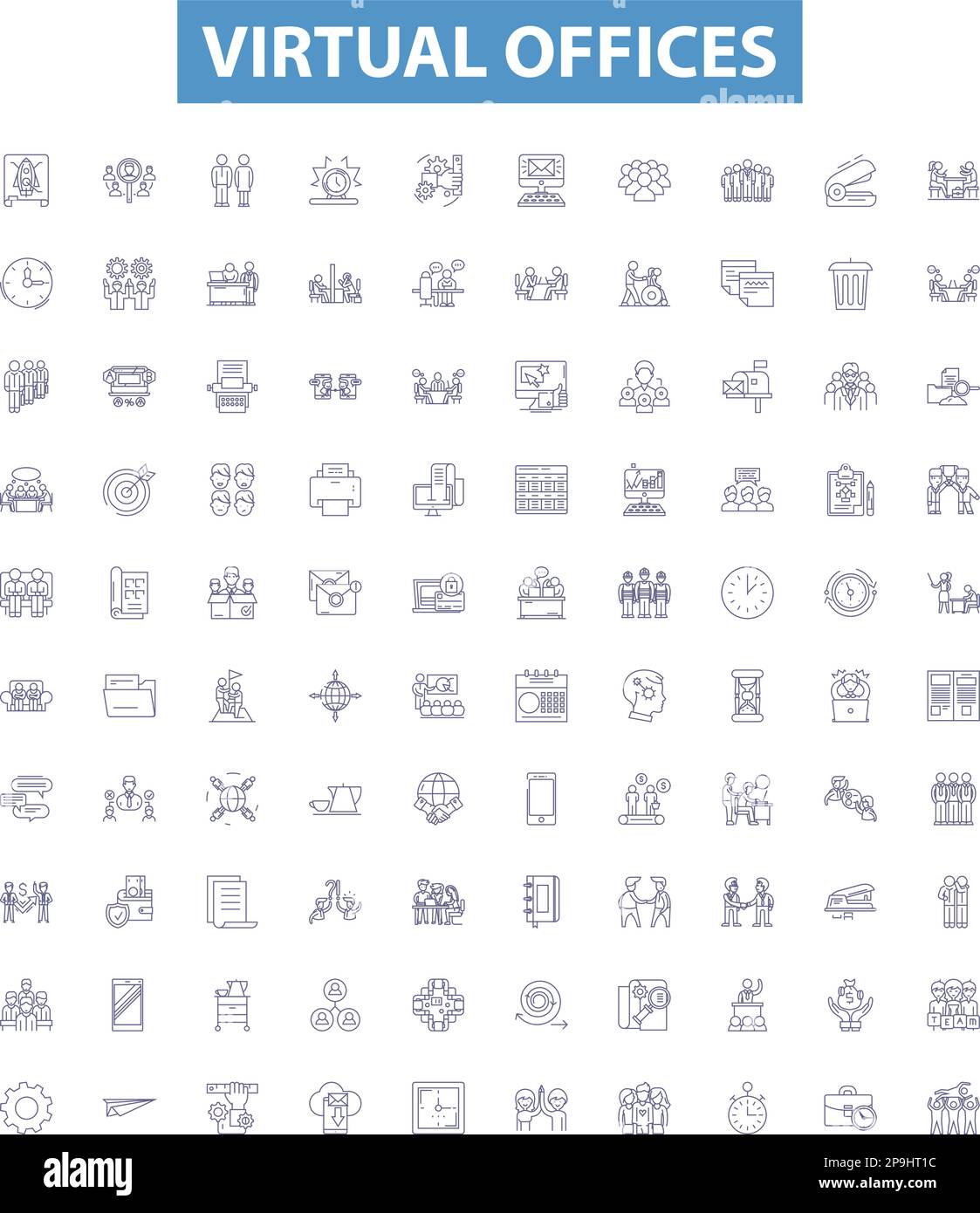 Virtual offices line icons, signs set. Virtual, Offices, Remote ...