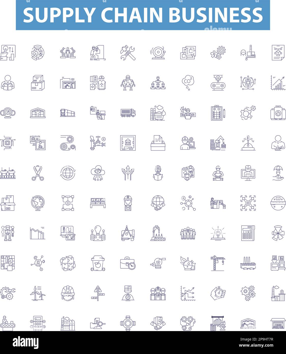 Supply chain business line icons, signs set. Distribution, Logistics ...