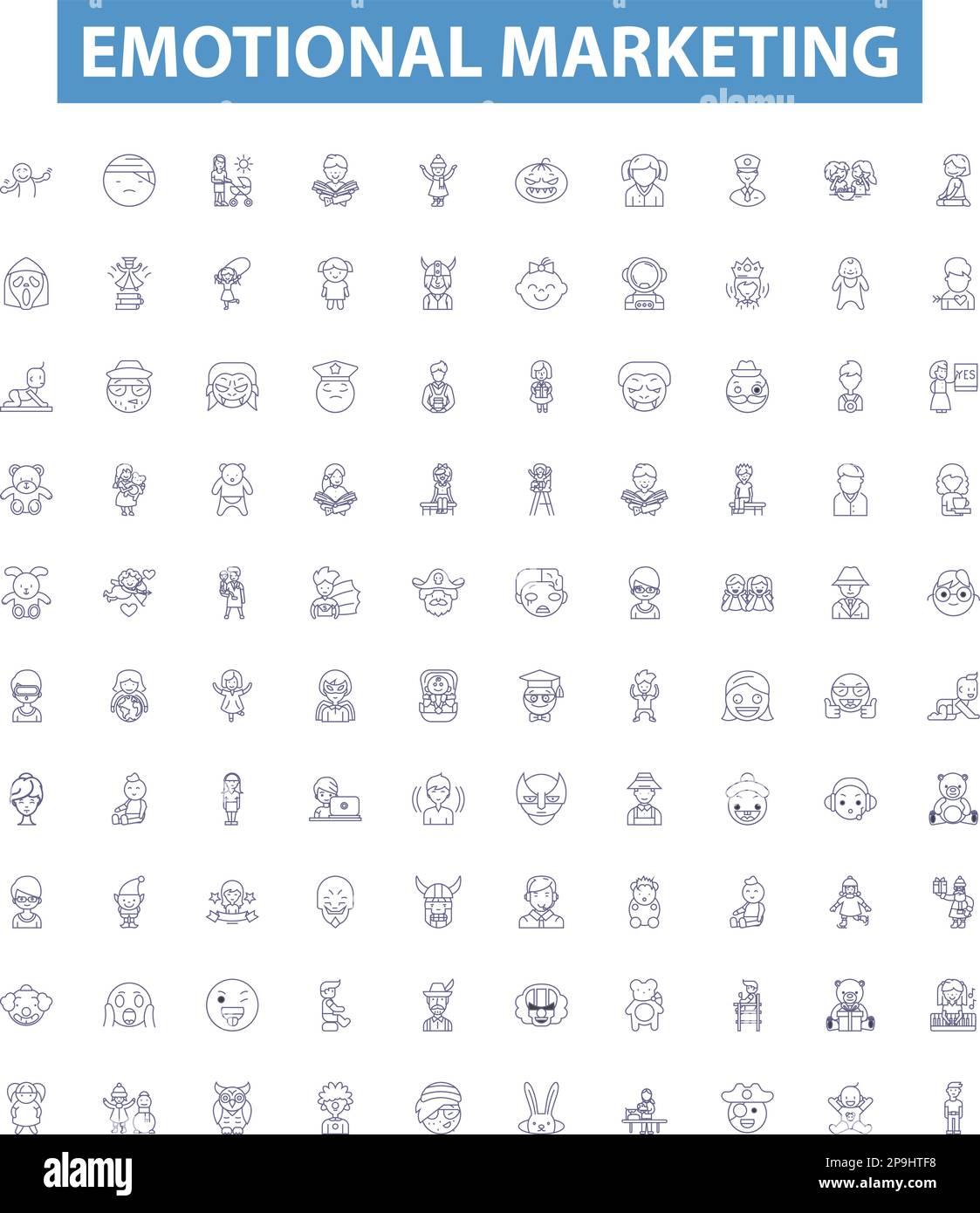 Emotional marketing line icons, signs set. Engaging, Captivating ...