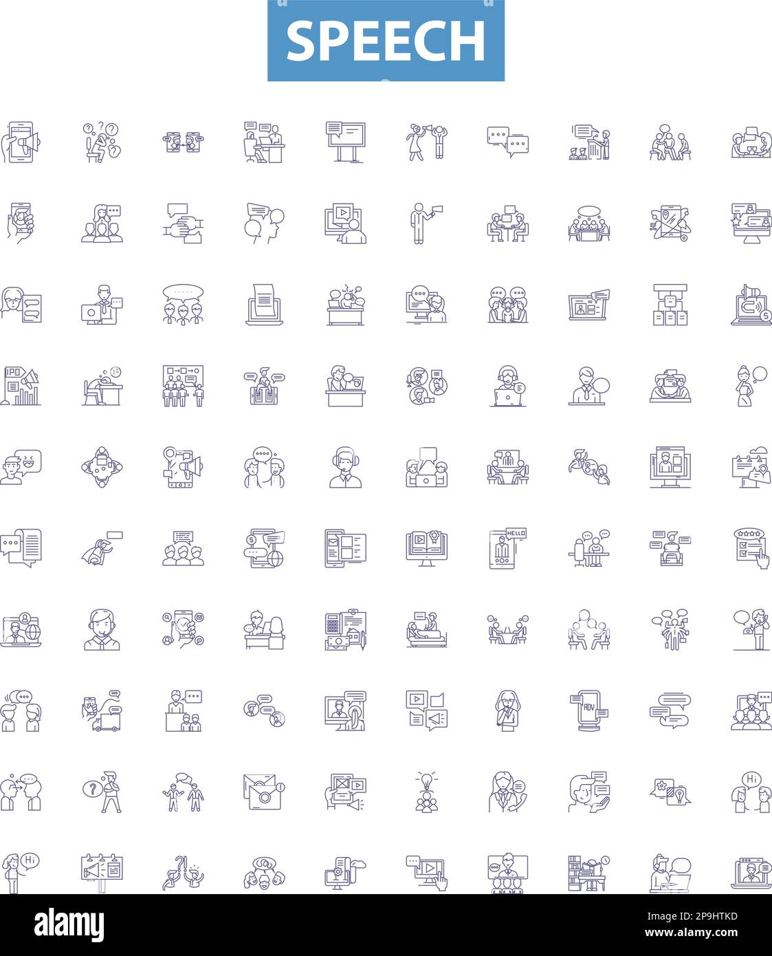 Speech line icons, signs set. Speech, Oral, Address, Oratory, Talk ...