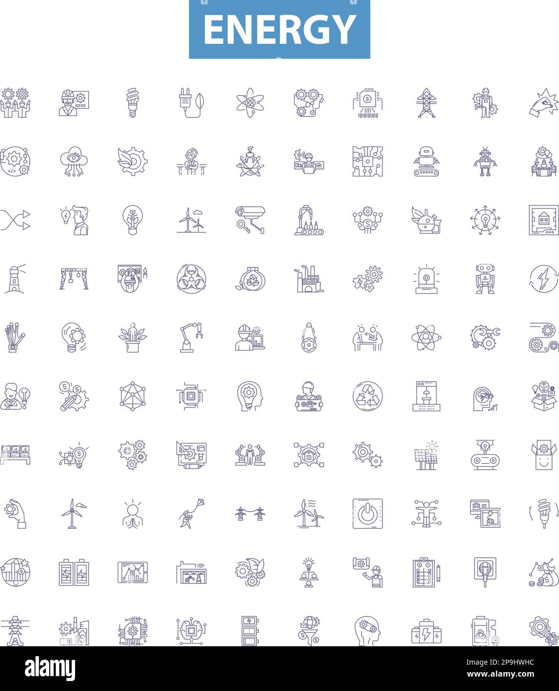 Energy line icons, signs set. Power, vigor, vitality, drive, juice ...