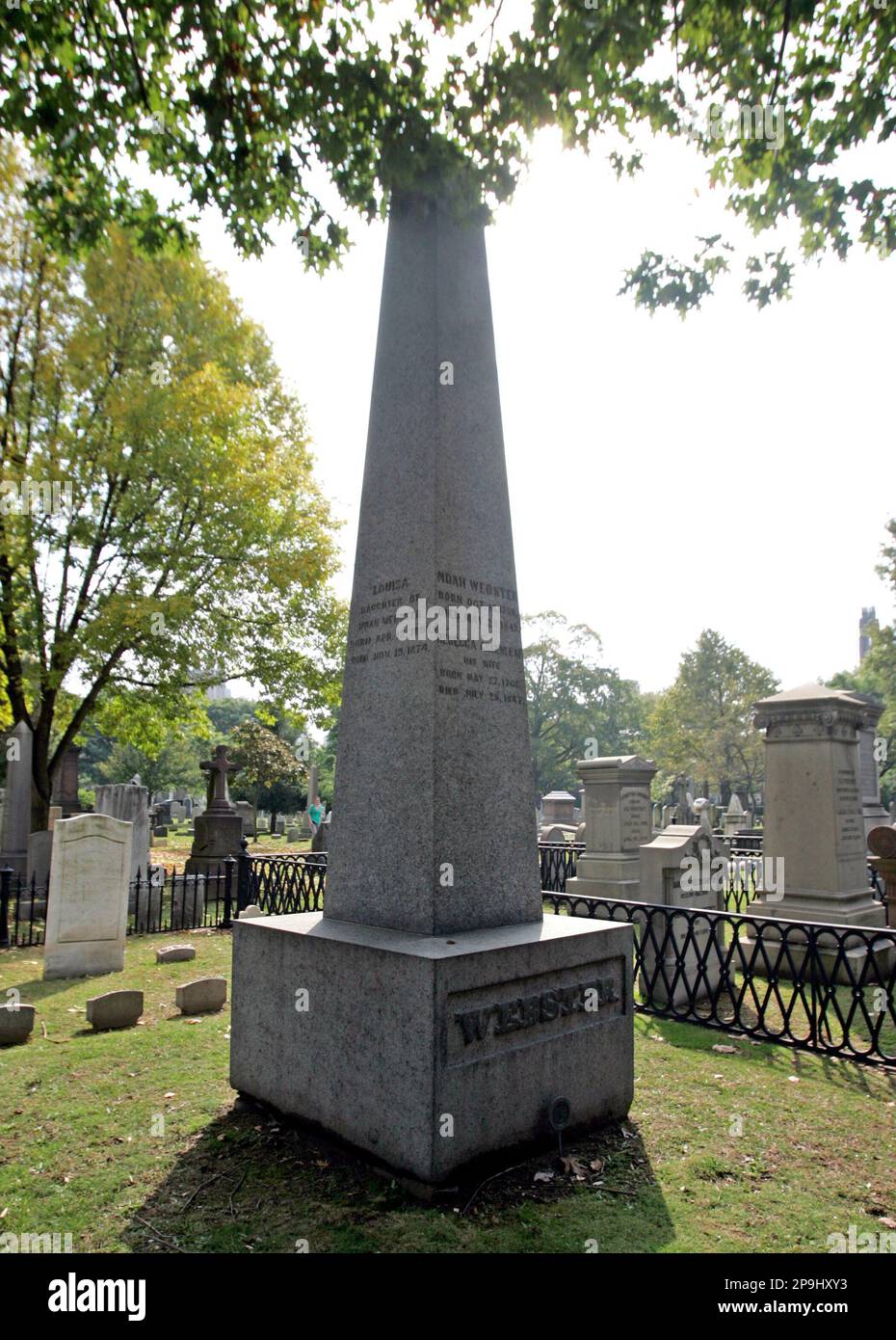 This is Noah Webster's grave in the historic Grove Street Cemetery in ...