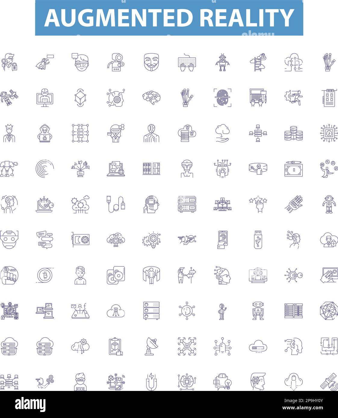 Augmented reality line icons, signs set. Augmented, Reality, AR ... Augmented reality line icons, signs set. Augmented, Reality, AR ...