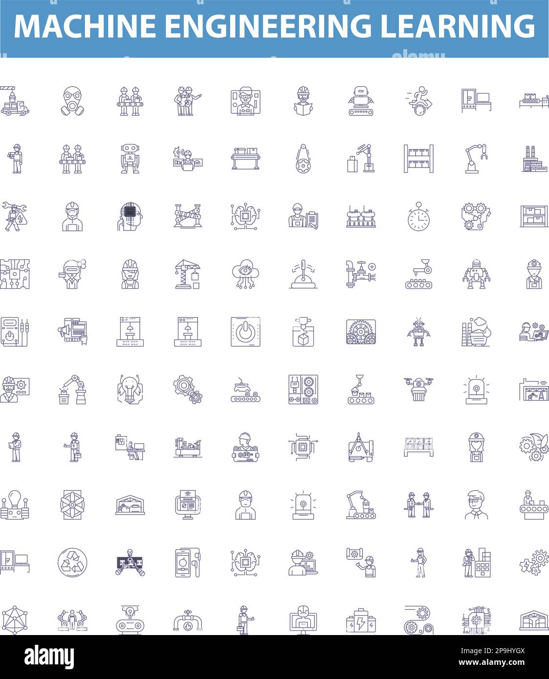 Machine engineering learning line icons, signs set. machine ... Machine engineering learning line icons, signs set. machine ...