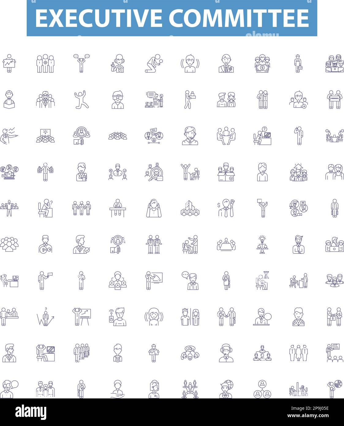 Executive committee line icons, signs set. executive, committee ...