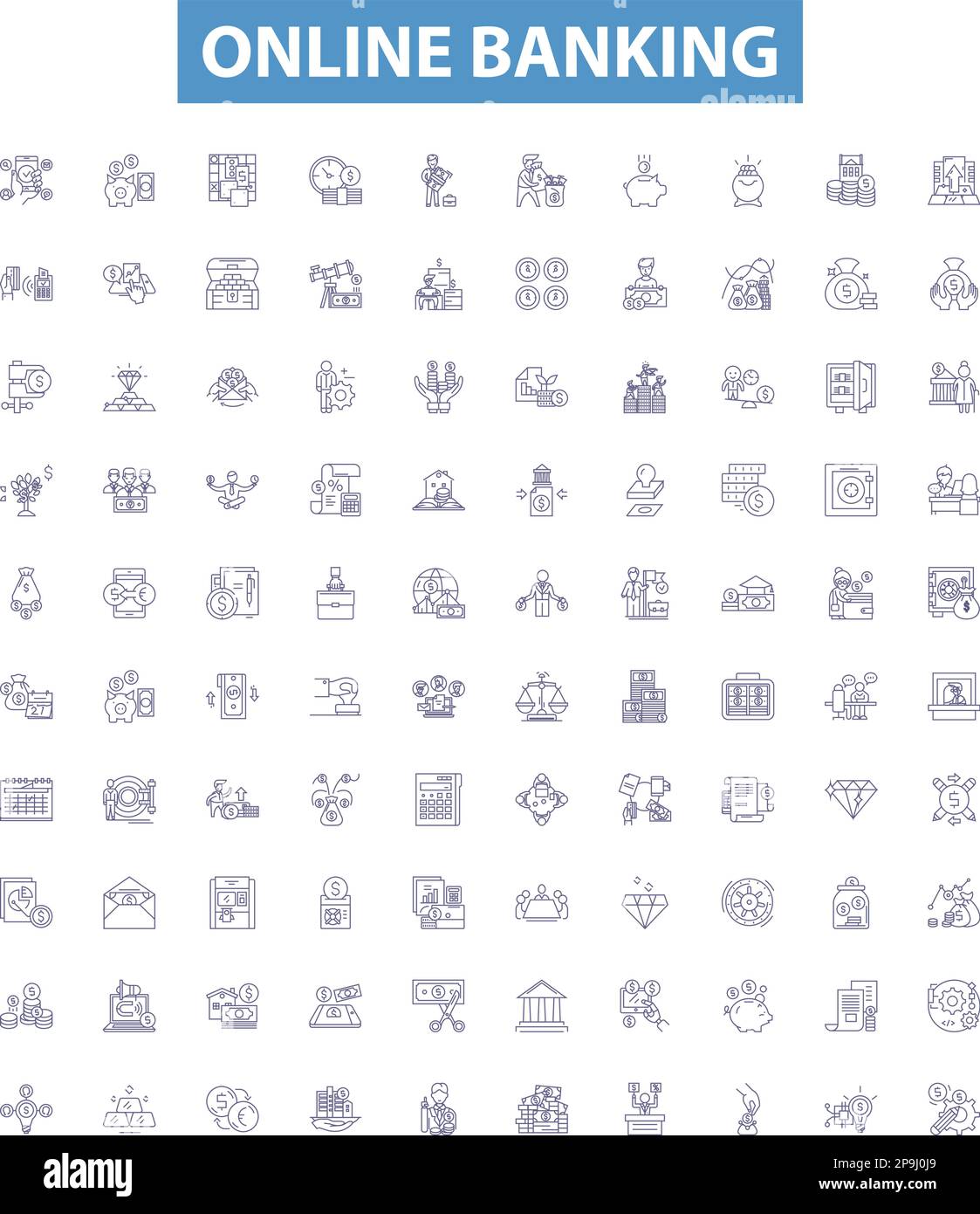 Online banking line icons, signs set. E Banking, Internet Banking, Web ...